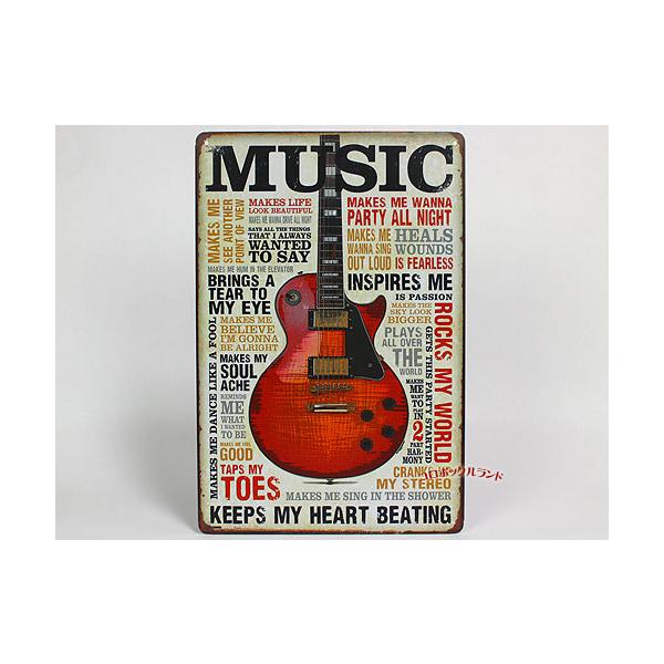 アンティークデザインのブリキ看板です。（新品）サビたように見える部分もプリントデザインです。ルート66やフラッグ、バイク・車など20種類以上のデザインを販売しています。サイズ（約）：30cmｘ20cm（A4サイズ）／中国製デザイン：Musi...