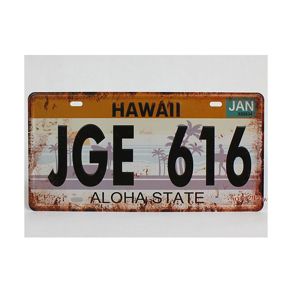 ナンバープレートモチーフのブリキ看板です。（新品）サビたように見える部分もプリントデザインです。ルート66やフラッグ、自由の女神など10種類以上販売しています。サイズ（約）：30.8cmｘ15.5cm／中国製デザイン：JGE 616*こちら...