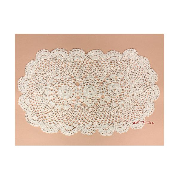 インド綿100%のオーバルドイリーです。テーブルセンターや棚やシェルフのプレイスマットにどうぞ。在庫限りで販売終了いたします。サイズ(約)：45cmｘ28cm／インド製素材：綿100%デザイン：ホワイトオーバルドイリー商品毎に多少、形状やサ...