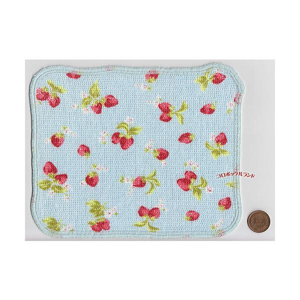 ミニサイズの日本製クロスです。ふきん、おしぼり、プレイスマットなど、多用途でご利用頂けます。在庫限りで販売終了いたします。サイズ(約)：21cmｘ19cm／日本製素材：綿100%デザイン：ストロベリー・ブルー商品毎に多少、形状やサイズが異な...