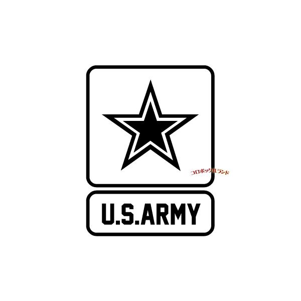 アメリカ陸軍をモチーフにしたカッティングステッカーです。黒い部分だけがシールになっています。空軍・海軍・陸軍の３デザインを販売しています。看板や社用車のロゴなどに使用されている屋外耐候3年のPVC（塩化ビニール）製です。サイズ：幅9cmｘ1...