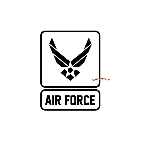 アメリカ空軍をモチーフにしたカッティングステッカーです。黒い部分だけがシールになっています。空軍・海軍・陸軍の３デザインを販売しています。看板や社用車のロゴなどに使用されている屋外耐候3年のPVC（塩化ビニール）製です。サイズ：幅9cmｘ1...