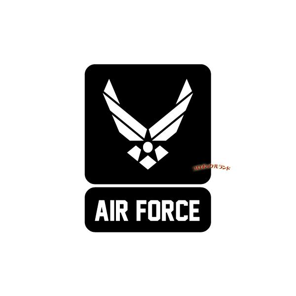 アメリカ空軍をモチーフにしたカッティングステッカーです。黒い部分だけがシールになっています。空軍・海軍・陸軍の３デザインを販売しています。看板や社用車のロゴなどに使用されている屋外耐候3年のPVC（塩化ビニール）製です。サイズ：幅9cmｘ1...