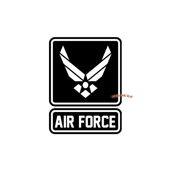 アメリカ空軍をモチーフにしたカッティングステッカーです。黒い部分だけがシールになっています。空軍・海軍・陸軍の３デザインを販売しています。看板や社用車のロゴなどに使用されている屋外耐候3年のPVC（塩化ビニール）製です。サイズ：幅9cmｘ1...