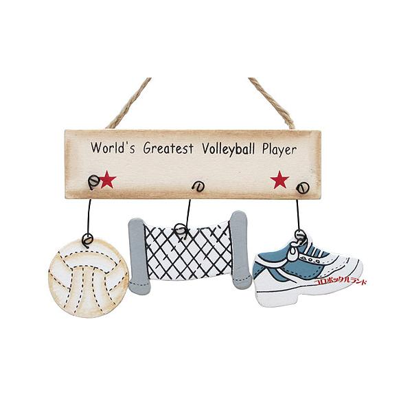 バレーボールをテーマにした木製壁掛プラキューです。軽量ですので押しピンなどでディスプレイできます。サイズ（約）：幅11.5cmｘ高9cm（壁掛ヒモ含まない）／USA輸入品木・鉄ワイヤー／中国製ペイントムラや擦れ、色トビなどのあるアメリカンカ...