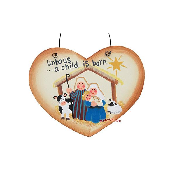 ハート型の誕生をテーマにした木製壁掛です。軽量ですので押しピンなどでディスプレイできます。サイズ（約）：幅13cmｘ高10cm（ワイヤー含まない）／USA輸入品木・鉄ワイヤー／中国製ペイントムラや擦れ、色トビなどのあるアメリカンカントリー雑...