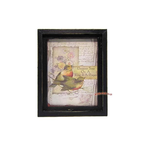 小鳥をモチーフにしたピクチャースタンドです。（新品）ラスティックなウッドフレームとビンテージなデザインがマッチしています。サイズ（約）：12cmｘ9.5cmｘ厚2.5cm／箱なし／USA輸入品＊一部詳細写真は別デザインを掲載しています。ペイ...
