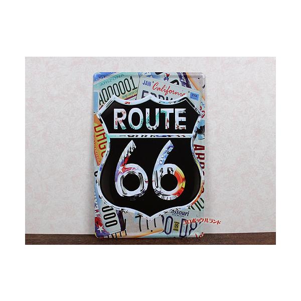 アンティークデザインのブリキ看板です。（新品）サビたように見える部分もプリントデザインです。ルート66やフラッグ、バイク・車など20種類以上のデザインを販売しています。リム部分が立体的に加工されています。また中央部分が少し盛り上がるように四...