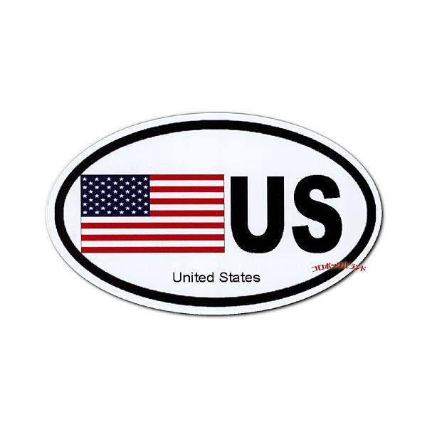 USAフラッグ＆オーバル型のPVCステッカーです。トランクなどのキャリーケースや家具、家電などのワンポイントにどうぞ♪絵柄はかすれたようなビンテージデザインです。サイズ（約）：横9.5cmｘ縦5.7cm／PVC製紙ではなく防水タイプのビニー...