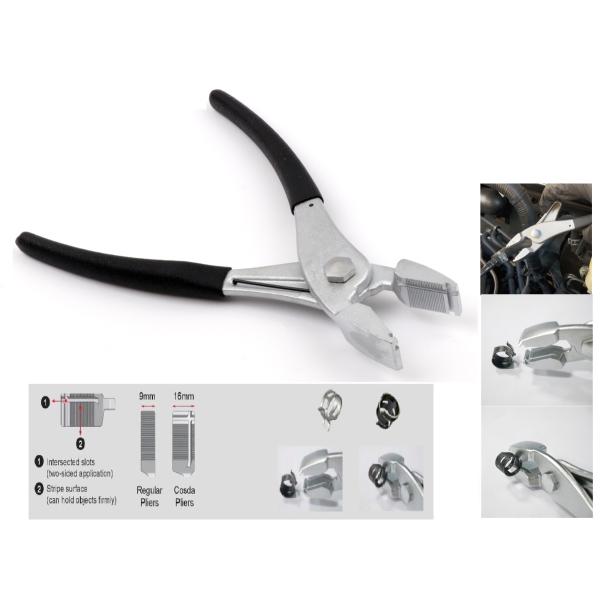 全長：206mm先端幅：16mm使用範囲0-50mmMulti-Direction Hose Clamp Pliers全長206mm 先端幅16mm 使用範囲0-50mm Multi-Direction Hose Clamp Pliers