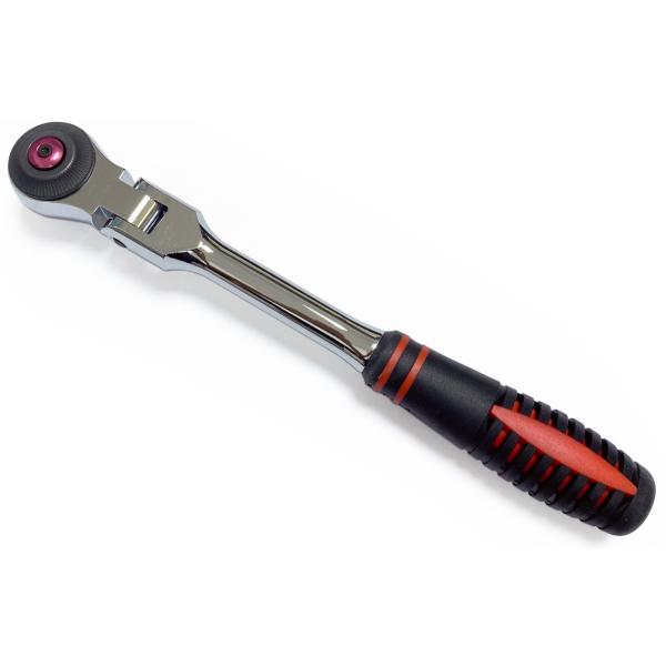 首振りラチェットハンドル 首振りタイプ ラチェットハンドル フレックス差込角： 3/8"DR(9.5mm)最大トルク：264Nm全長：215mm材質：クロムバナジウムギア数72T