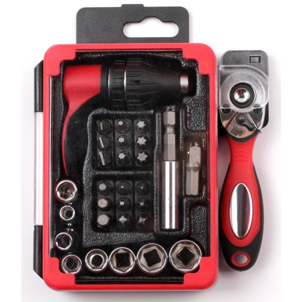 30点セットソケット8個: 5, 6, 7, 8, 10, 11, 12 mmビット18個:ヘクサロビュラビット：：T-10,T-15,T-20,T-25,T-27,T-30ヘックスビット：4、5、6 (mm)(-)SL4-SL5.5-SL...