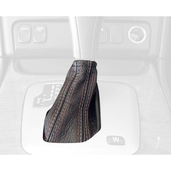 商品名:  RedlineGoods bota/funda para palanca de cambios Compatible with Volvo XC90 2003-13. Cuero Negro PERFORADO Costura ...
