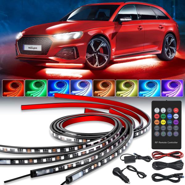 商品名:  Nilight 4Pcs Car Underglow Neon Accent Strip Lights 252 LEDs RGB 8 Color Sound Active Function Music Mode with Wir...