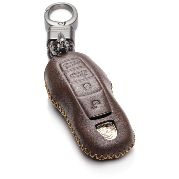商品名: Vitodeco 本革キーレスエントリーリモートコントロールスマートキーケースカバー レザーキーチェーン付き ポルシェ用 4 Buttons ブラウン KC-PORSCHE-A Vitodeco Genuine Leather K...