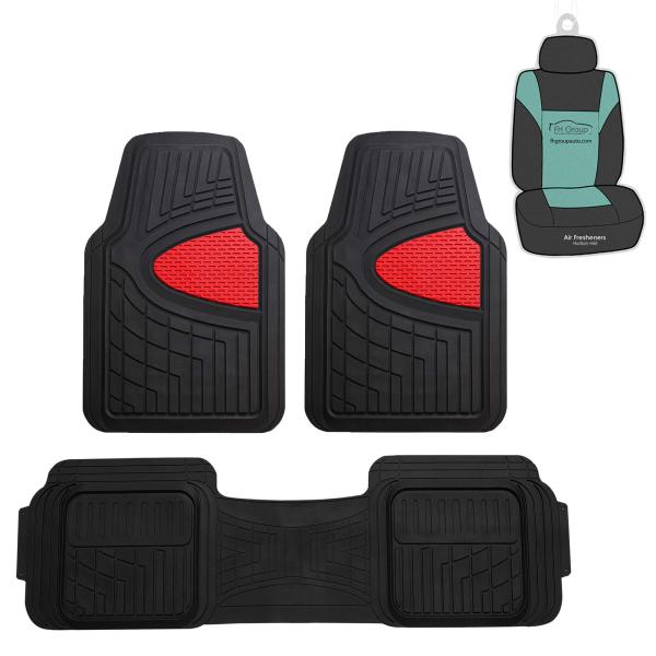 商品名:  FH Group F11511 Trimmable Heavy Duty Tall Channel Floor Mats (Red) Full Set with Gift - Universal Fit for Cars Tru...