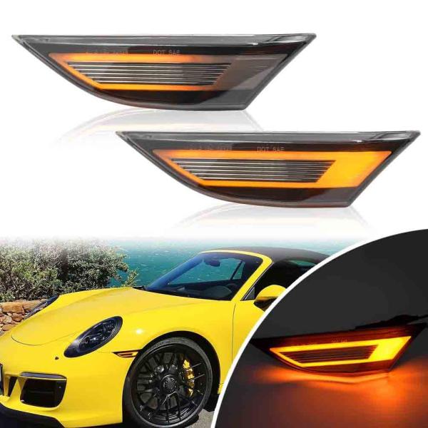 商品名:  NJSBYL LED Side Marker Lamp Light Kit for Porsche 911 991.1 Carrera Cayman and Bxster Smoked Black Lens Amber LED ...