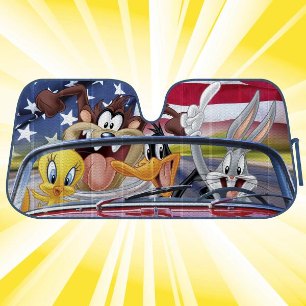 商品名:  Auto Windshield Shade, Licensed Warner Bros Looney Tunes Road Trip Design, Double Bubble Reversible Foldable Accor...