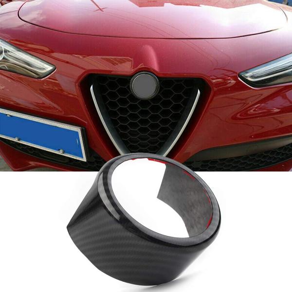 商品名:  GZYF Car Auto ABS Front Bumper Grille Emblem Bezel Trim Cover for Alfa Romeo Stelvio 2017-2020, Carbon Fiber Lookブ...