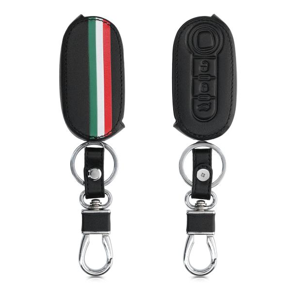 商品名: kwmobile Fiat Lancia 3-ボタン 折りたたみ 車のキー対応 キーケース - キーカバー 保護ケース 鍵ケース 車 鍵 - PUレザー 緑色/赤色/黒色 kwmobile Key Cover Compatible...