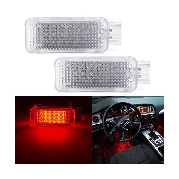 商品名: NSLUMO LED カーテシードアプロジェクターライト Au-di A3 A4 A5 A6 A7 S3 S4 S5 S6 S7 Q5 Q7 TT VW ポルシェ 18-SMD レッドオートLED電球 CAN-BUS エラーフリー...