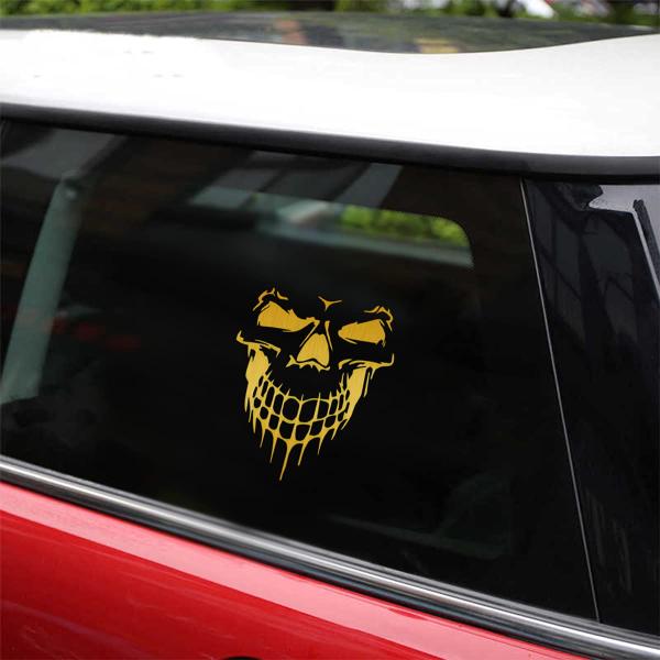 商品名: スカルステッカーとデカール 車の窓のドア用 3D反射防水スカルデカール 車 トラック (ゴールド) Skull Stickers and Decals for Car Windows Doors, 3D Reflective Wa...