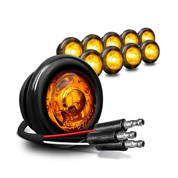 商品名:  TRUE MODS 10pc 3/4" Inch Round Amber Trailer 12V LED Marker Light [3 Wire/DRL &amp; Turn Signal] [DOT FMVSS 108] [...