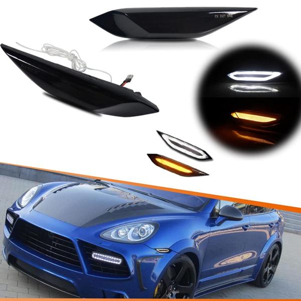 商品名:  ADIIL Smoked Lens Amber White Full LED Front Side Marker Light Kit Compatible With 2011-2014 Porsche 958 Cayenne S...