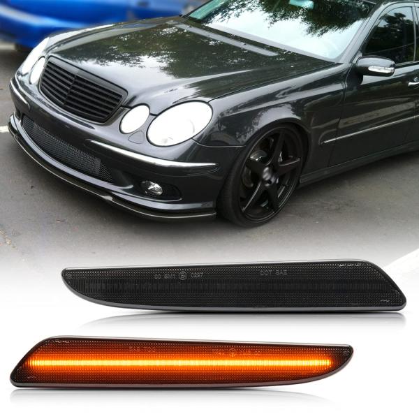商品名: NSLUMO LEDサイドマーカーライト 2007-2009 Mer'cedes Benz W211 E320 E350 E550 E63 AMG LCI アンバー フロントバンパー ウィンカーランプ アセンブリ スモークレンズ ...