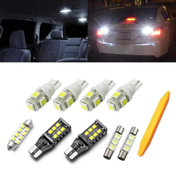 商品名:  Xotic Tech 9pcs 6000K White LED Interior Map Dome Vanity Mirror Light Bulbs + License Reverse Back up Light Packag...