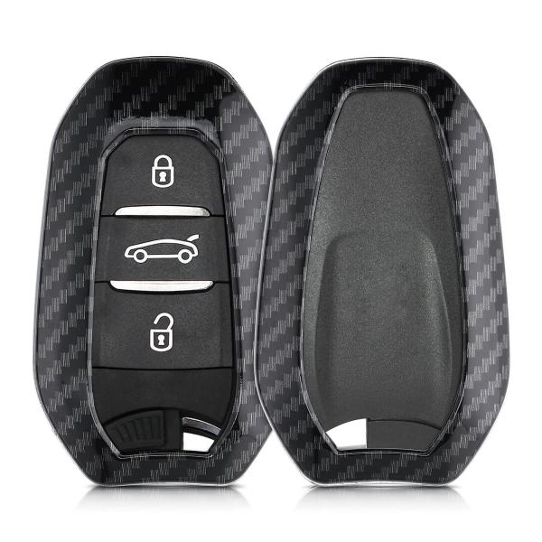 商品名: kwmobile Peugeot Citroen 3-ボタン 車のキー Smartkey (Keyless Go 対応機種のみ) 対応 キーケース - ハードカバー 車 鍵 車のキーケース 黒色 kwmobile Key Cove...