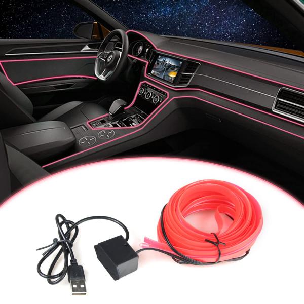 商品名:  EL Wire Interior LED Strip Lights for Car, USB Neon Glowing Strobing Electroluminescent Wire Lights with 6mm Sewin...