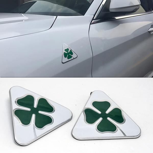 商品名:  Jhmyar 2 pcs Giulia Stelvio Accessories Micro Chapter 3D Sticker Four-Leaf Clover Decal Side Set Cloverleaf Decora...
