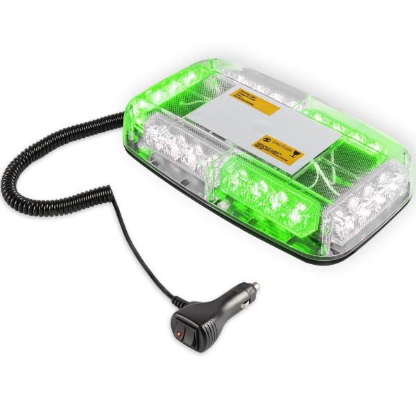 商品名: UYYE 24LED ストロボライト トラック 車両緊急ライト ミニストロボライトストリップ 磁気ベース付き 車の外装アクセサリー 12-30V 除雪機 トラック 建設車両用 (ホワイト&amp;グリーン) UYYE 24LED ...