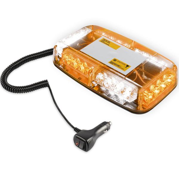 商品名: UYYE 24LED ストロボライト トラック 車両緊急ライト ミニストロボライトストリップ 磁気ベース付き 車の外装アクセサリー 12-29V 除雪機 トラック 建設車両用 (ホワイト&amp;アンバー) UYYE 24LED ...