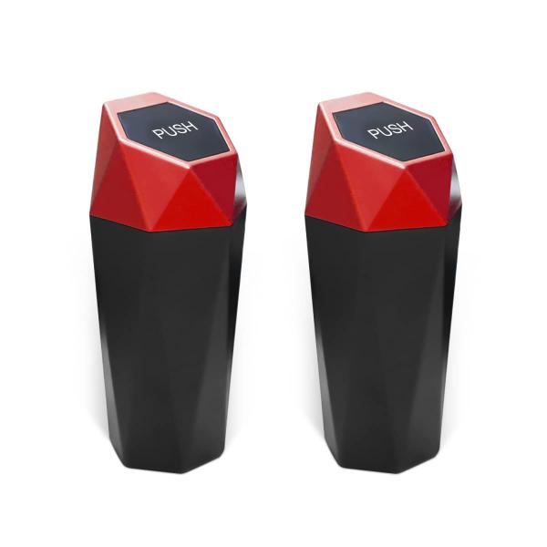 商品名: 車用ゴミ箱 蓋付き 2個 ミニポータブル 自動ゴミ箱 小さな漏れ防止 ダイヤモンドデザイン 防水 車のゴミ箱 自動車 ホーム オフィス キッチン 寝室用 (レッド, 2) 2PCS Car Trash Can with Lid, ...