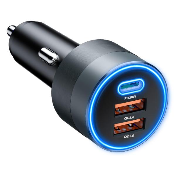 商品名: SONRU USB C カーチャージャー 66W/9A PD3.0 デュアル QC 3.0 高速 USB C カーチャージャー アダプター LED アンビエントライト付き iPhone 13/12/11/X/XR用 USB C C...