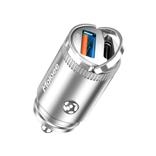 商品名: USB C 60W 車用充電器 高速充電 PD 30W &amp; QC 30W デュアルポート メタルボディ高速充電アダプター フラッシュフィットプルリング付き カーアクセサリー ユニバーサル iPhone 13 12 11 P...