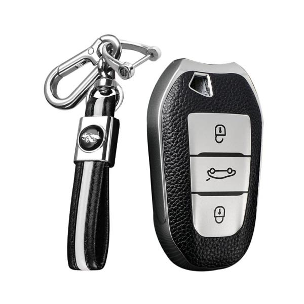 商品名: KUNIO カーキーフォブカバーケース Peugeot 4008 5008 308用 キー保護カバー キーホルダー TPUキーホルダー カーアクセサリー, ホワイト, M KUNIO Car Key Fob Cover Case ...