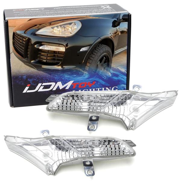 商品名:  iJDMTOY Euro Clear Lens/Chrome Reflective Front Bumper Side Marker Light Housings Compatible With 2007-10 Porsche ...