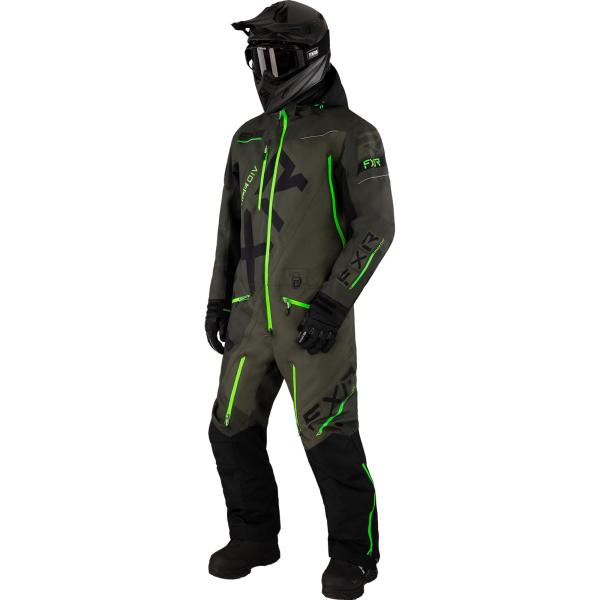 商品名: FXR メンズ CX Lite スノーモービル モノスーツ ダークオリーブ/ライム 冬 HydrX プロ ドライベント - XL FXR Mens CX Lite Snowmobile Monosuit Dark Olive/Li...