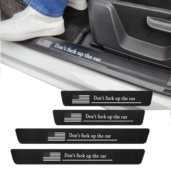商品名: Aokdom カーボンファイバー 車のドア敷居プロテクター 5つのスタイルのエンブレムロゴデカール付き トラックや車のドアエッジガード用 傷防止 防水 ユニバーサルカーアクセサリー (米国国旗-4個) Aokdom 4 PCS C...
