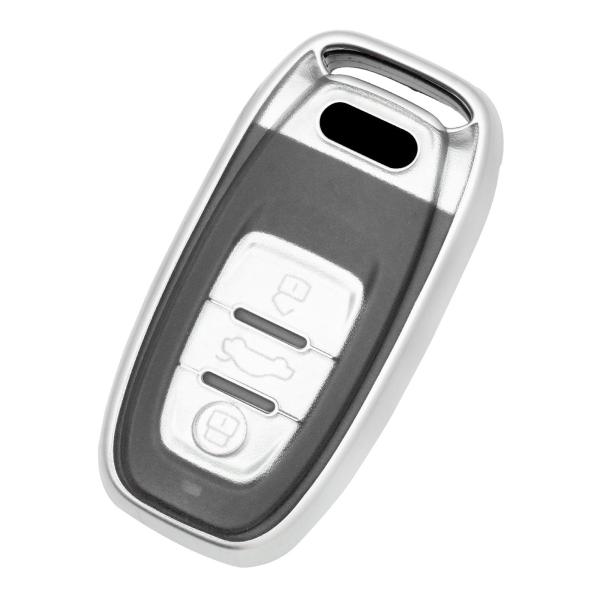 商品名:  TANGSEN Smart Key Fob Case Transparent Frosted White TPU Cover Silver Compatible with Audi A4 A5 A6 A7 A8 W12 Q5 H...