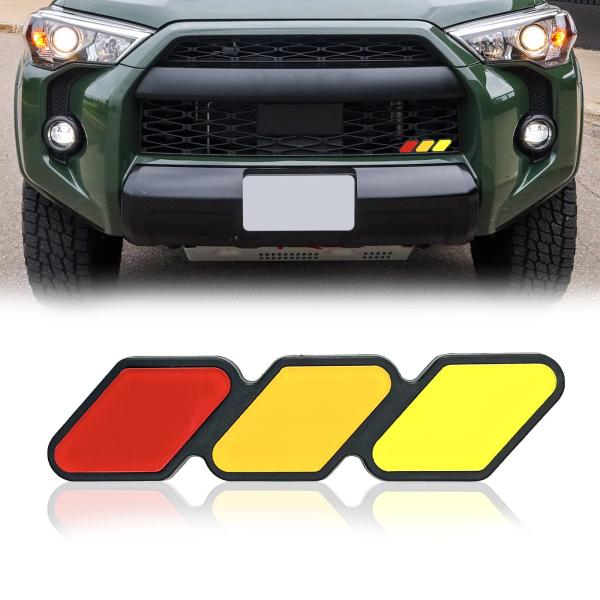 商品名: Msyuusr 3色グリルバッジエンブレムインサート装飾 カーアクセサリー 1パック トヨタ タコマ タンドラ 4ランナー ハイランダー セコイア Rav4に対応 (レッド&amp;オレンジ&amp;イエロー) Msyuusr 1...