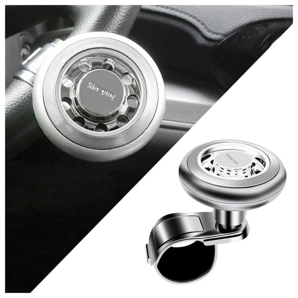 商品名: ユニバーサルステアリングホイールノブ - 片手で解放 ドライブホイールアクセサリー - 360度回転 ノンスリップステアリングホイールブースターボール ステアリングホイールバディ (シルバー) Universal Steering...