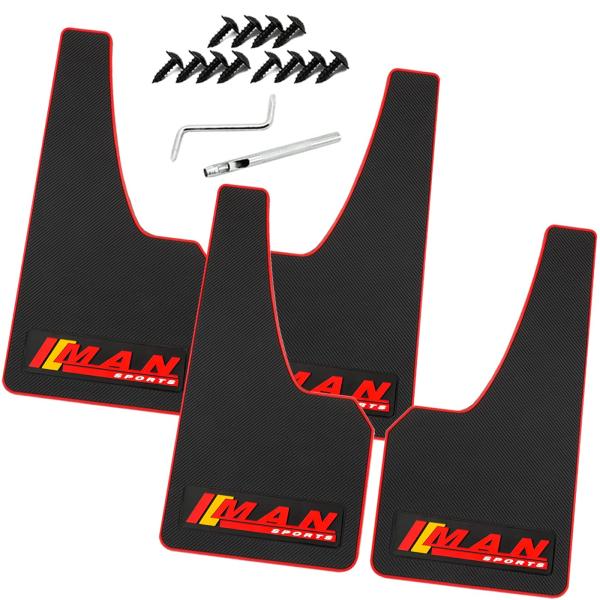 商品名: QUYDDC 標準サイズ ユニバーサルソフト接着剤 高耐久 スプラッシュガード 泥よけフェンダー - 汚れ/スラッシュ保護 フロント/リアタイヤ4本 SUVMPV対応 (フルサイズSUVには適合しません) ブラック + ロゴマン ...