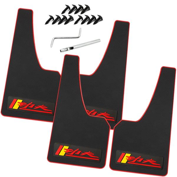 商品名: QUYDDC 標準サイズ ユニバーサルソフト接着剤 高耐久 スプラッシュガード 泥よけフェンダー - 汚れ/スラッシュ保護 フロント/リアタイヤ4本 SUVMPV対応 (フルサイズSUVには適合しません) ブラック + ロゴ KU...