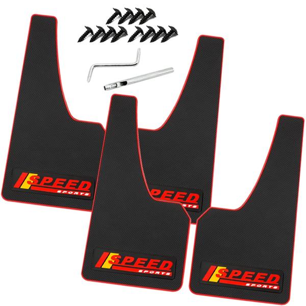 商品名: QUYDDC 標準サイズ ユニバーサルソフト接着剤 高耐久 スプラッシュガード 泥よけフェンダー - 汚れ/スラッシュ保護 フロント/リアタイヤ4本 SUVMPV対応 (フルサイズSUVには適合しません) ブラック + ロゴスピー...