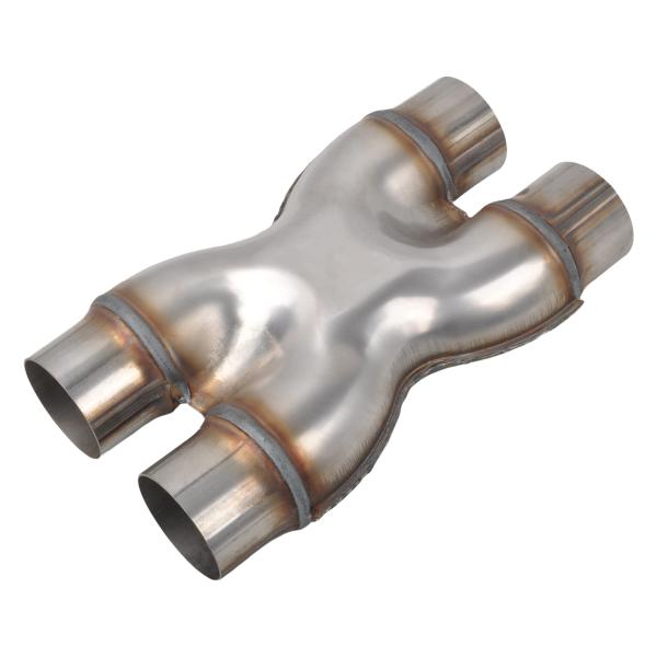 商品名:  FGJQEFG T409 Stainless Steel X Pipe 2.5'' Inch ID Dual to 2.5'' Inch ID Dual Stamped Exhaust Adapter Connector, Cr...