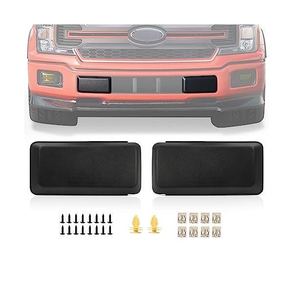 商品名: AUTOBABA F150 フロントバンパーガードパッドカバーインサートキャップ 2個 フォード F-150 2018 2019 2020 交換用 # JL3Z17E810AB フロント左ドライバー&amp;右助手席側用 (マット...